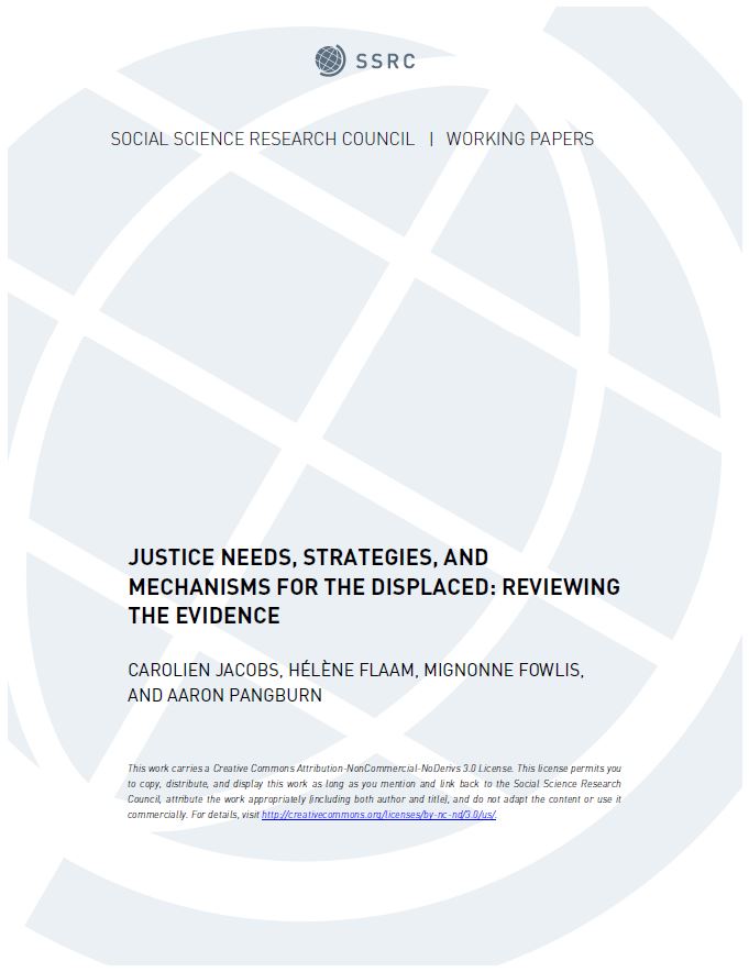 Justice Needs, Strategies, and Mechanisms for the Displaced: Reviewing ...