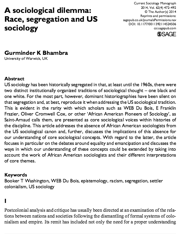 A Sociological Dilemma: Race, Segregation and US Sociology – Social ...
